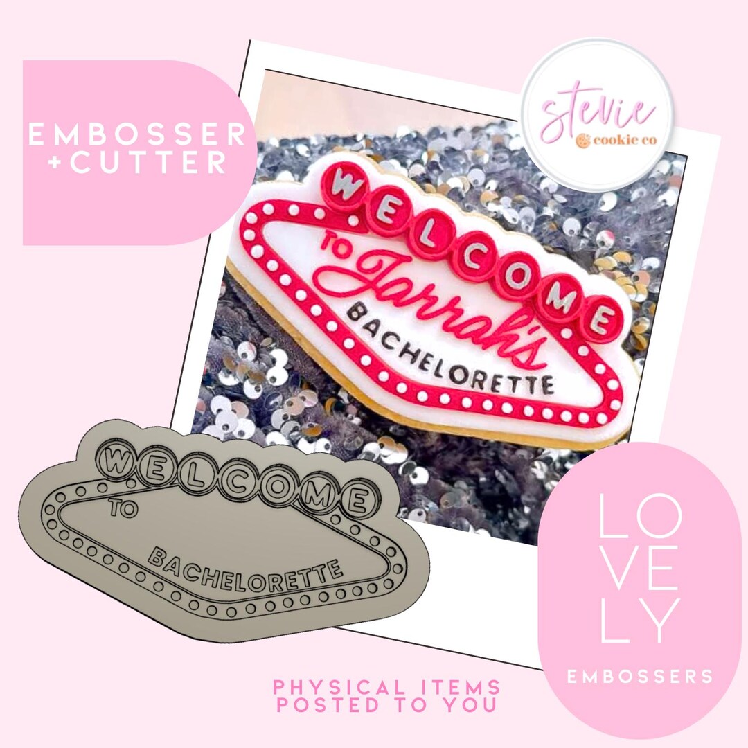Welcome to Bachelorette Vegas Sign Custom Name Detailing Fondant Stamp ...