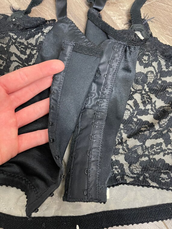 vintage size 40 bra 1970s 1980s black lace womens bra… - Gem