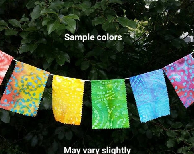 String of Ten Prayer Flags: Batik Colorful Peaceful Mindful - Etsy