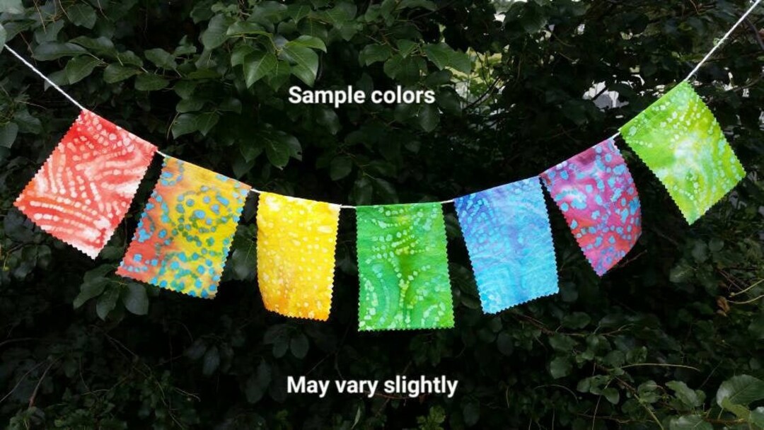 String of Ten Prayer Flags: Batik Colorful Peaceful Mindful - Etsy