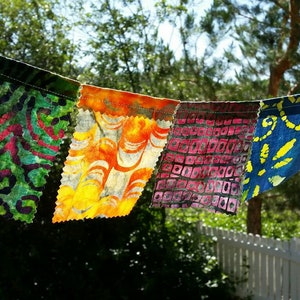 String of Ten Prayer Flags: Batik Colorful Peaceful Mindful Spiritual ...