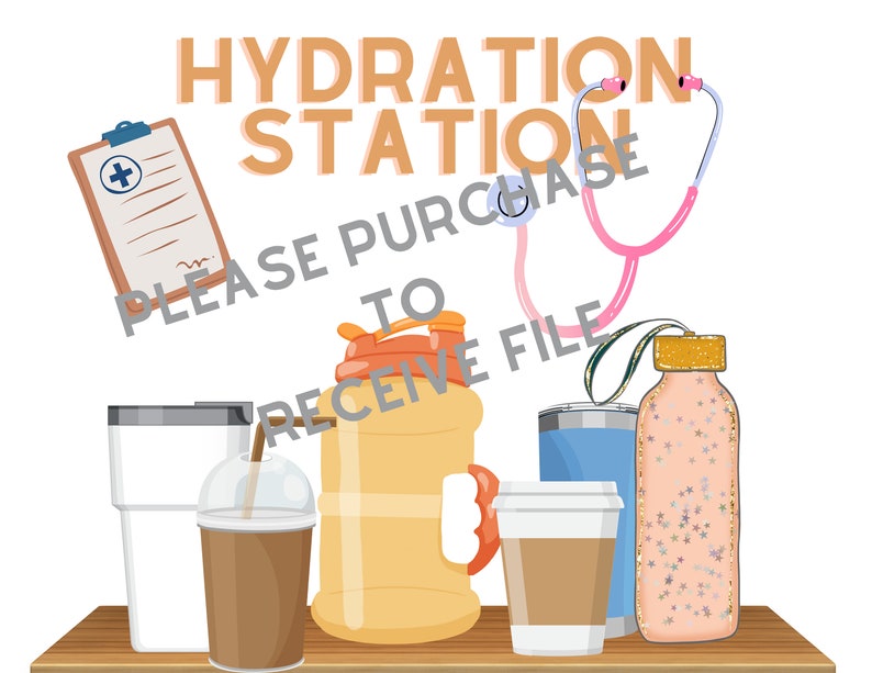 Printable Medical Nursing Hospital Clinic Hydration Station Sign Drink ...