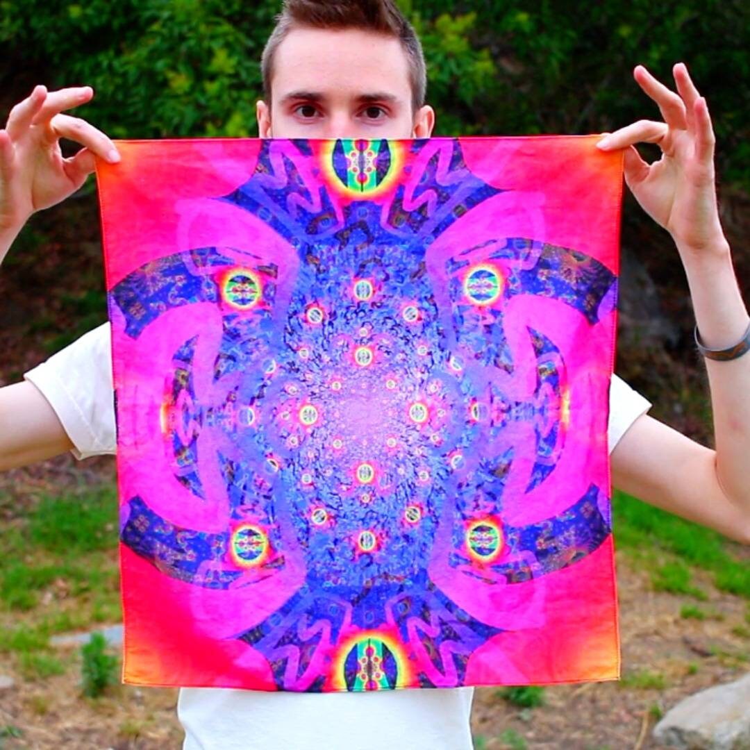 Pink and Purple Bandana Psychedelic Themed Gift for Trippy Art Lover ...