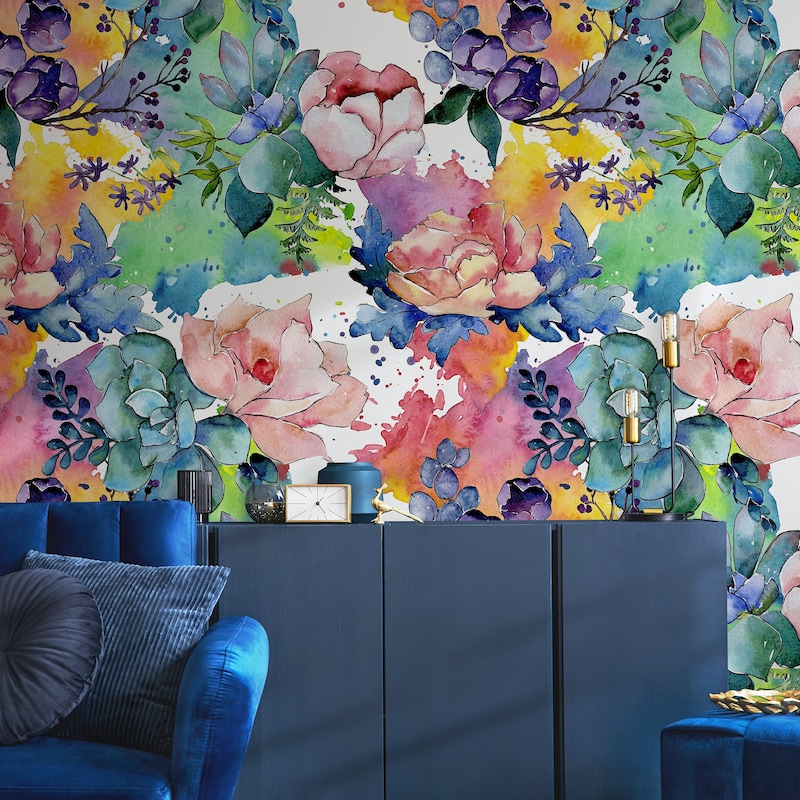 Large Floral Wallpaper - Etsy