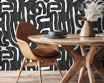 Dark Vintage Ink Art Wall Mural, Removable Wallpaper, Watercolor Wall ...