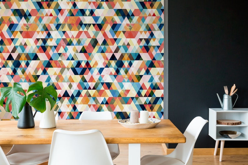Geometric Wallpaper Triangle Wallpaper Watercolor Wallpaper - Etsy