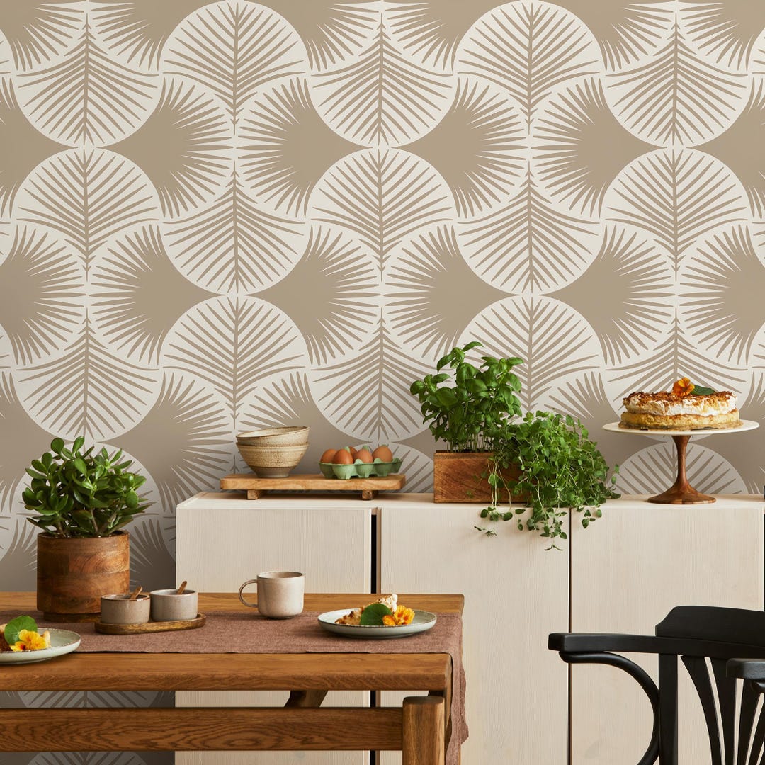 Geometric Wallpaper in Beige and Off-white on Cream - Peel and Stick ...