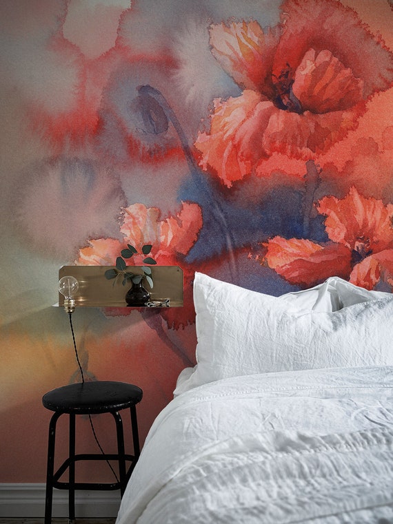 Watercolor Mural Fresh Spring Flower Watercolor Wall Mural - Etsy