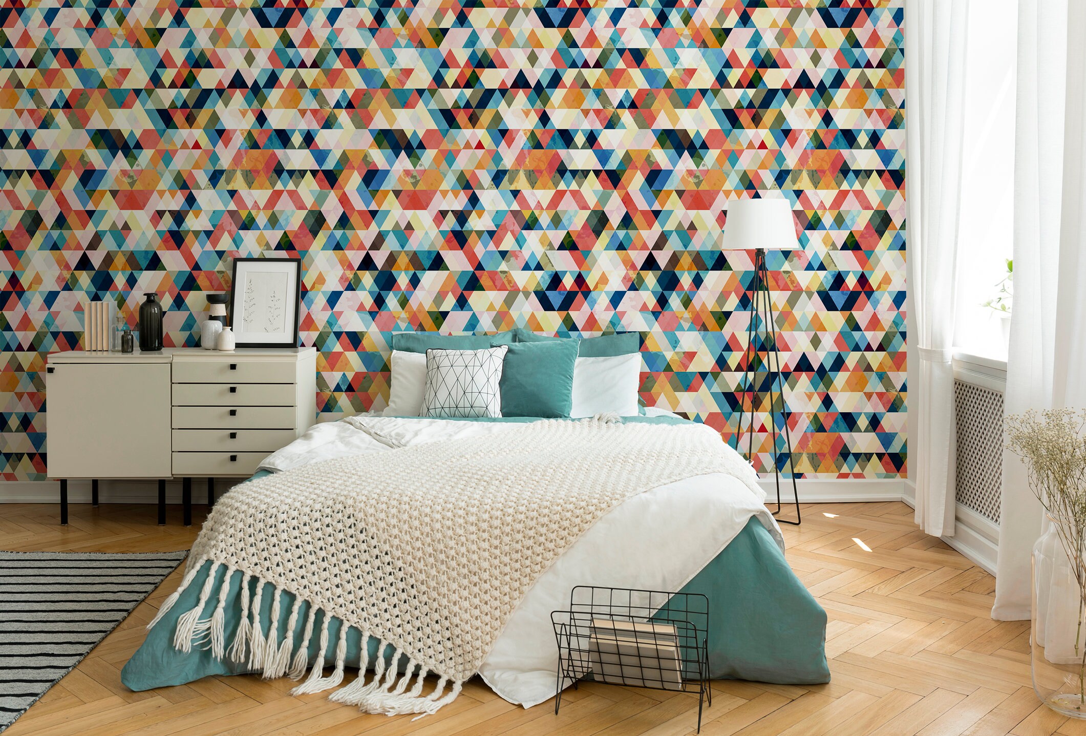 Geometric Wallpaper Triangle Wallpaper Watercolor Wallpaper | Etsy