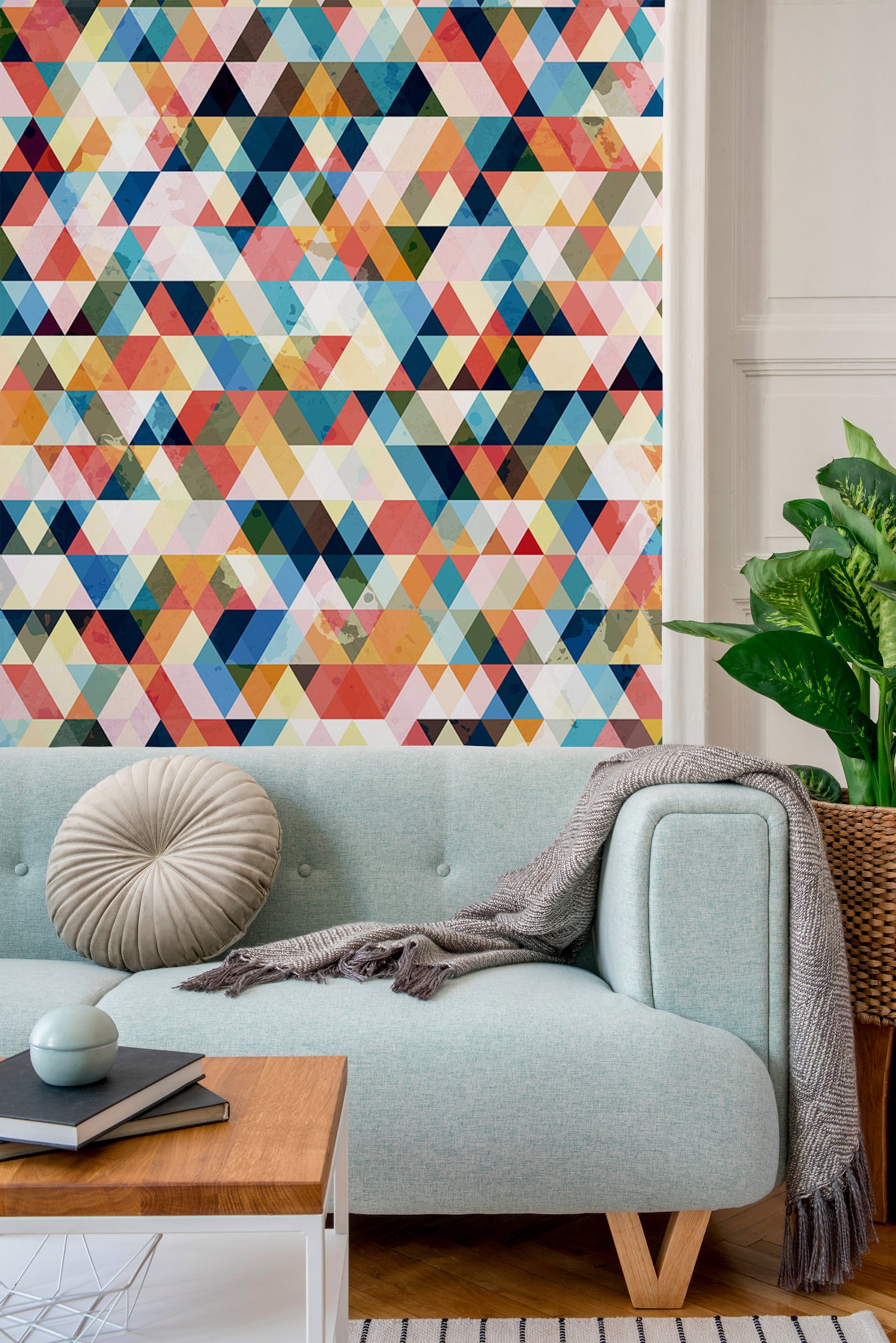 Geometric Wallpaper Triangle Wallpaper Watercolor Wallpaper - Etsy Canada