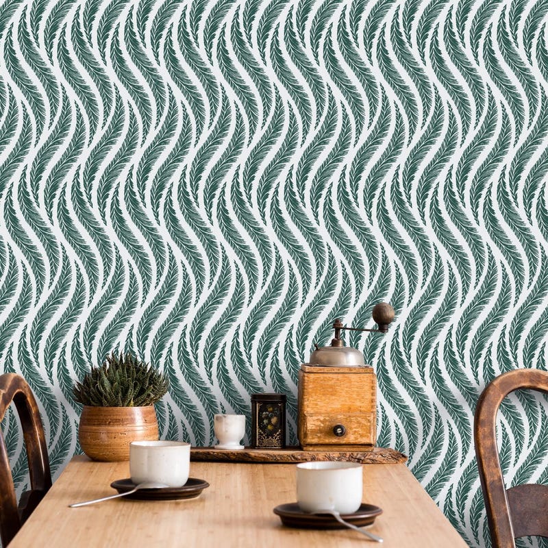 Wavy Green Wallpaper - Etsy