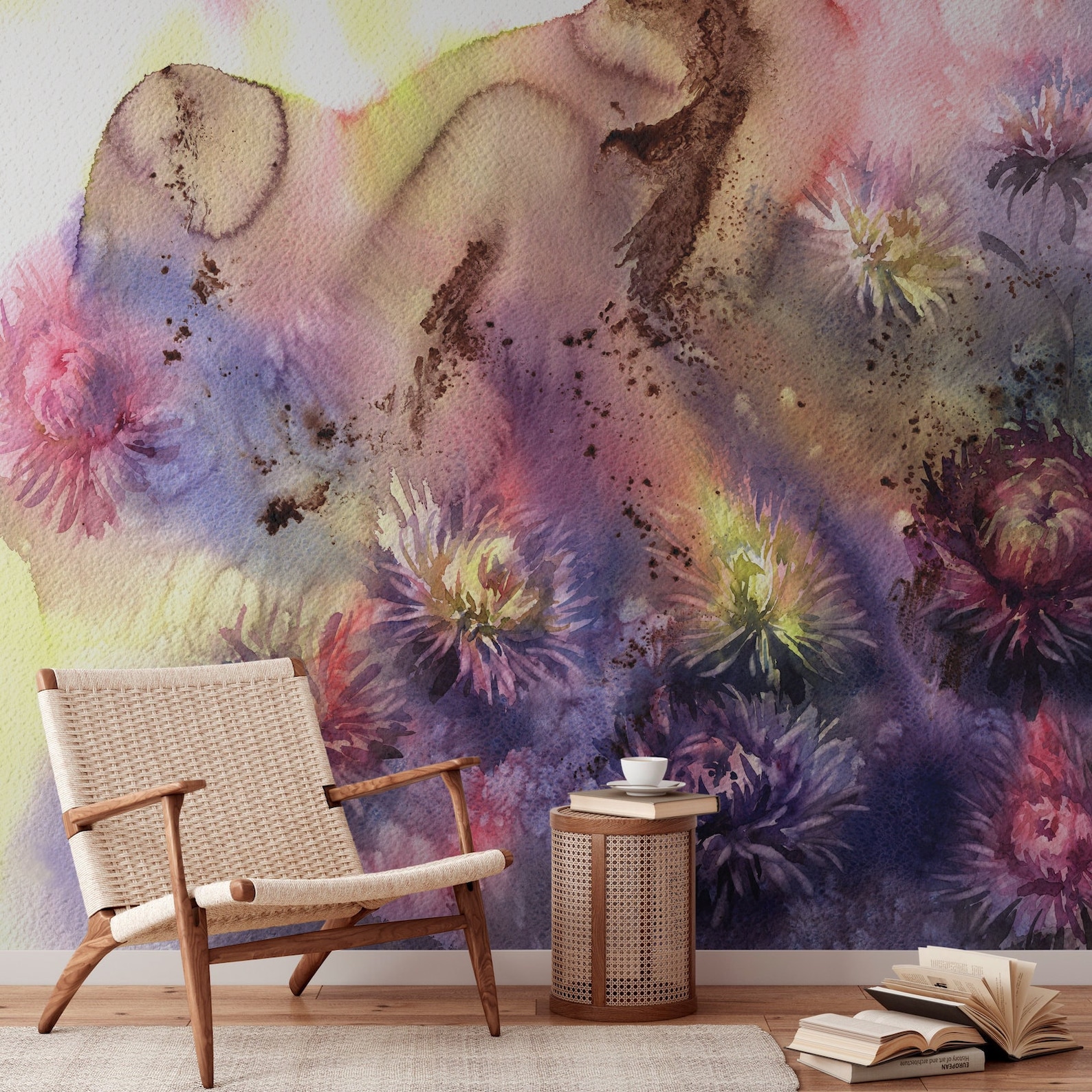 Watercolor Mural Large Wall Mural Removable Wallpaper - Etsy