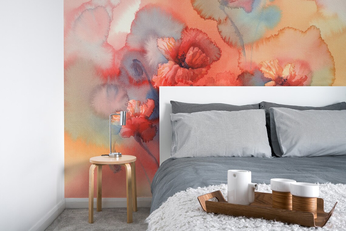 Watercolor Mural Fresh Spring Flower Watercolor Wall Mural - Etsy