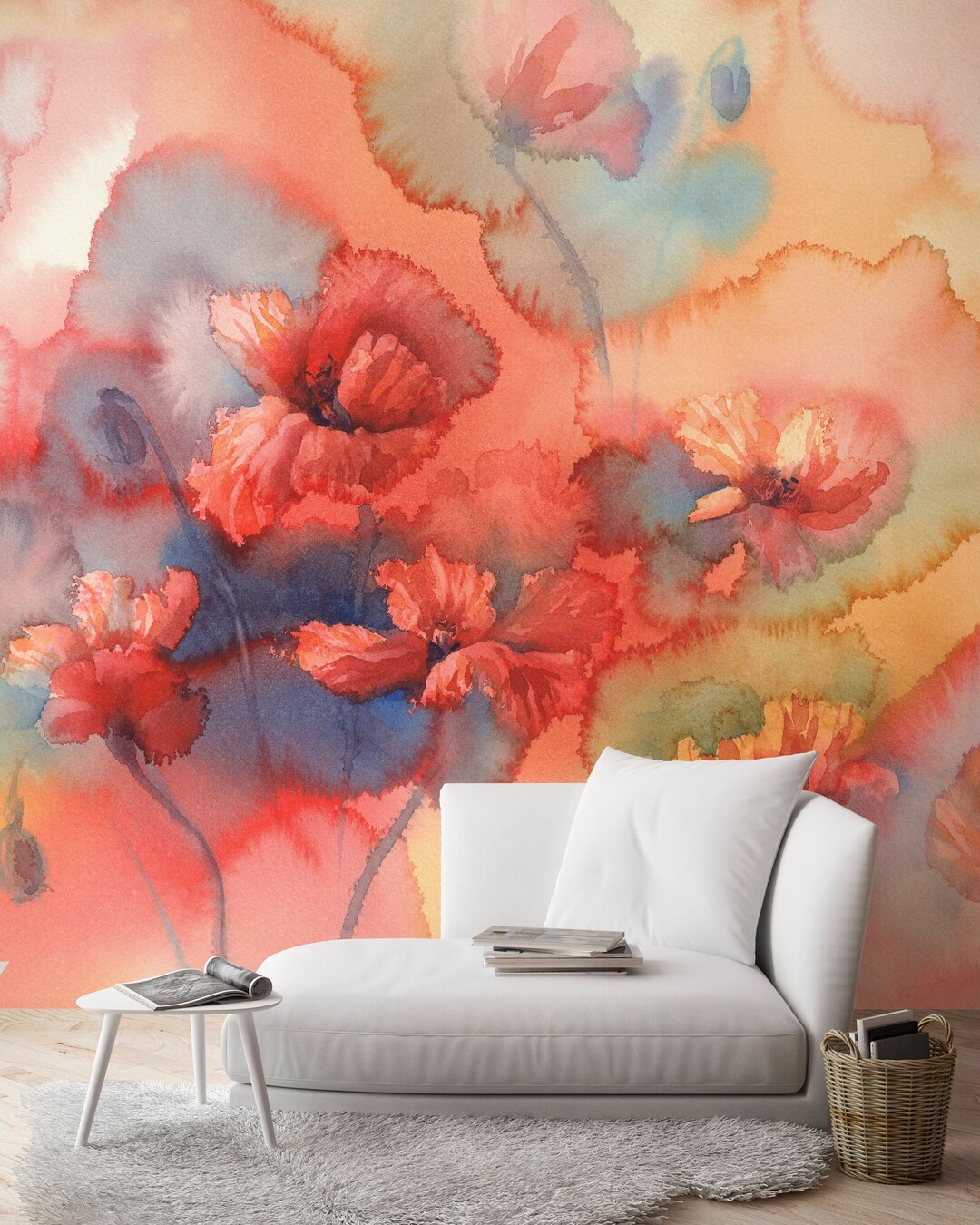 Watercolor Mural Fresh Spring Flower Watercolor Wall Mural - Etsy