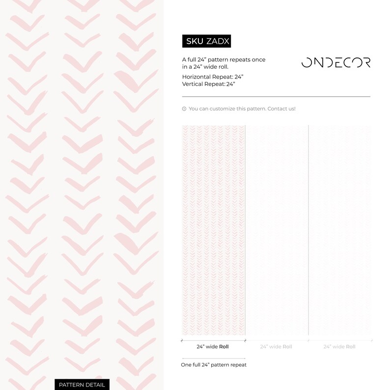 Boho Herringbone in Soft Pink Wallpaper Removable and Repositionable ...