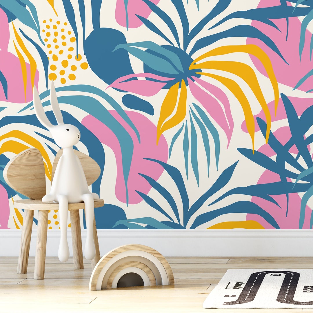 Fun Tropical Abstract Wallpaper Modern Wallpaper Peel and Stick and ...