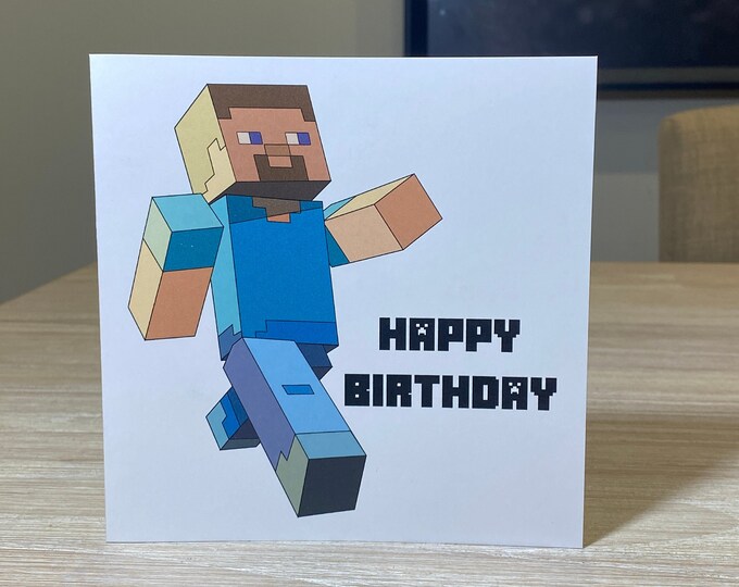 Minecraft Birthday Card, Personalised Kids Birthday Card Personalised ...