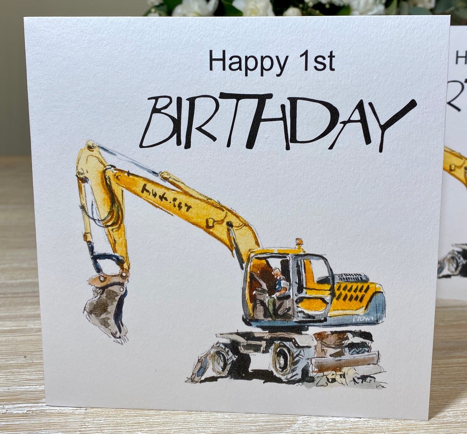 Kids Birthday Card Personalised Kids Birthday Card Backhoe - Etsy