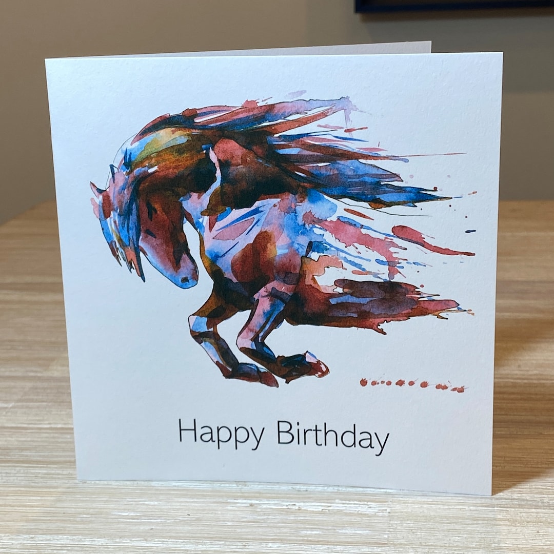 Horse Birthday Card, Watercolour Horse Card, Card for Horse Lover ...