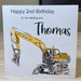 Kids Birthday Card, Personalised Kids Birthday Card, Backhoe Birthday ...