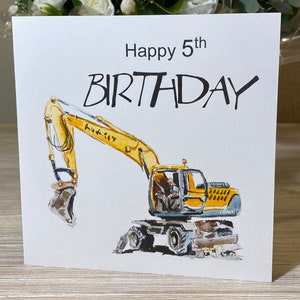 Kids Birthday Card, Personalised Kids Birthday Card, Backhoe Birthday ...