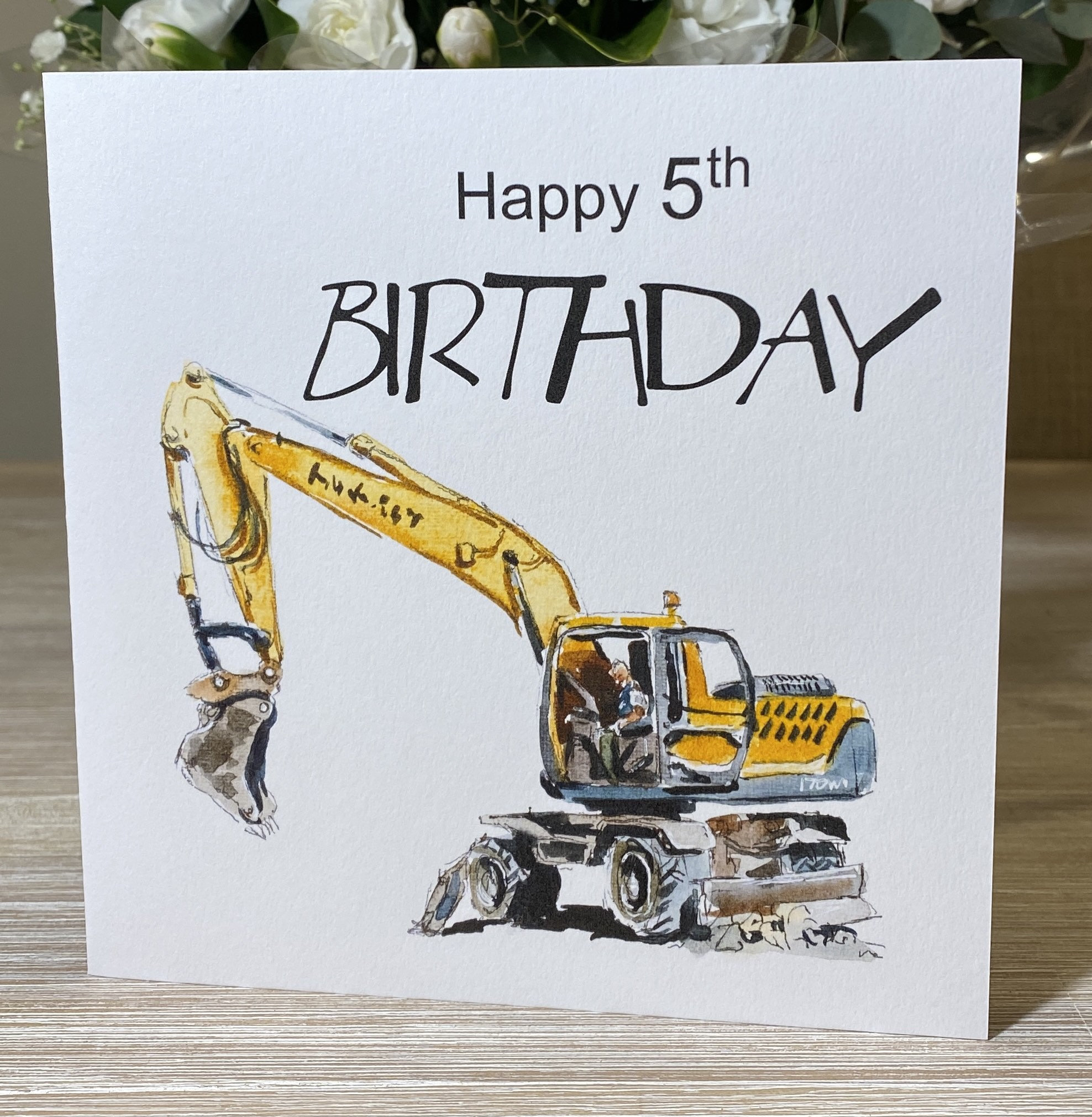 Kids Birthday Card Personalised Kids Birthday Card Backhoe - Etsy