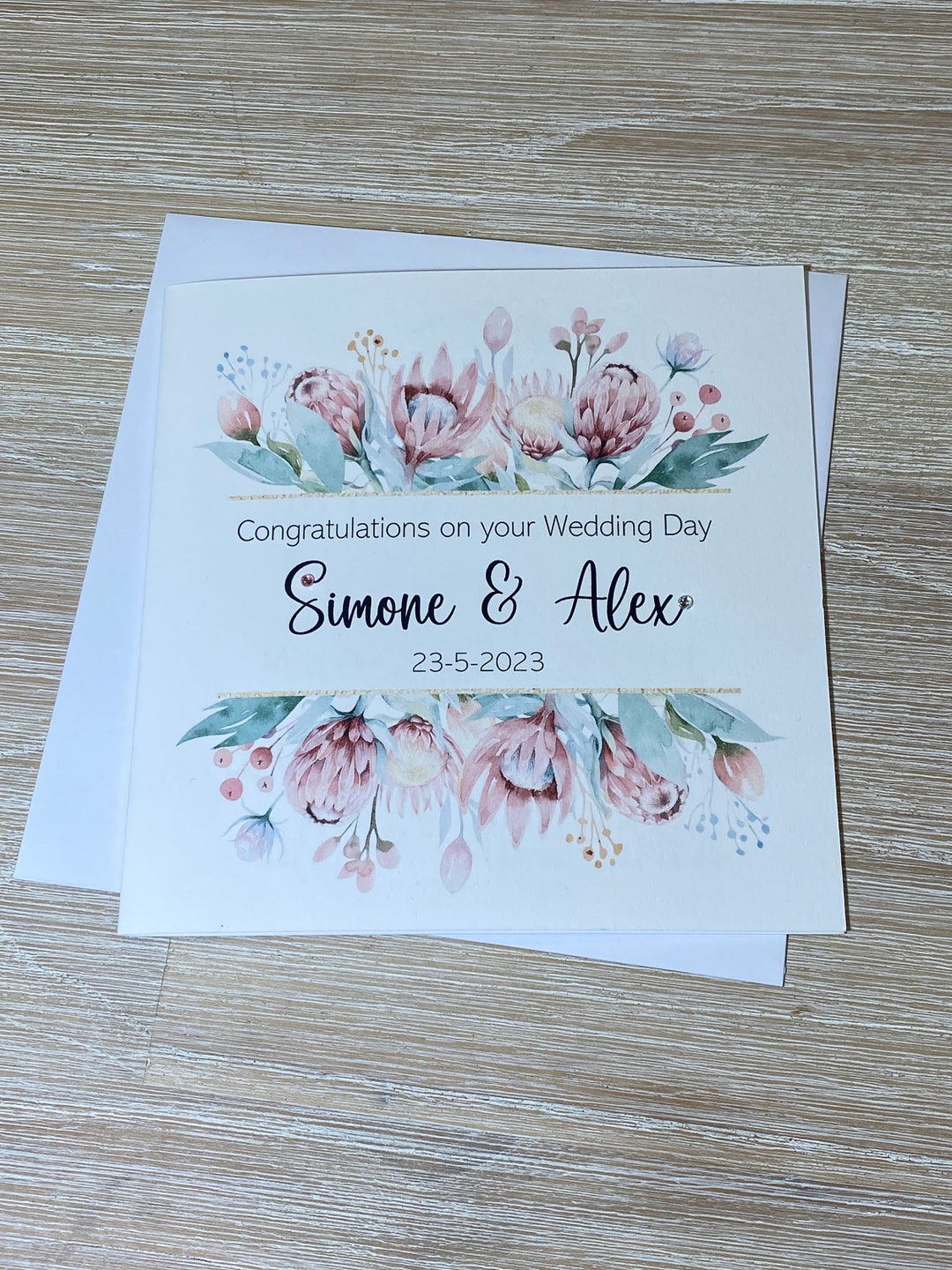 Personalised Wedding Card, Wedding Day Card With Pastel Flowers ...
