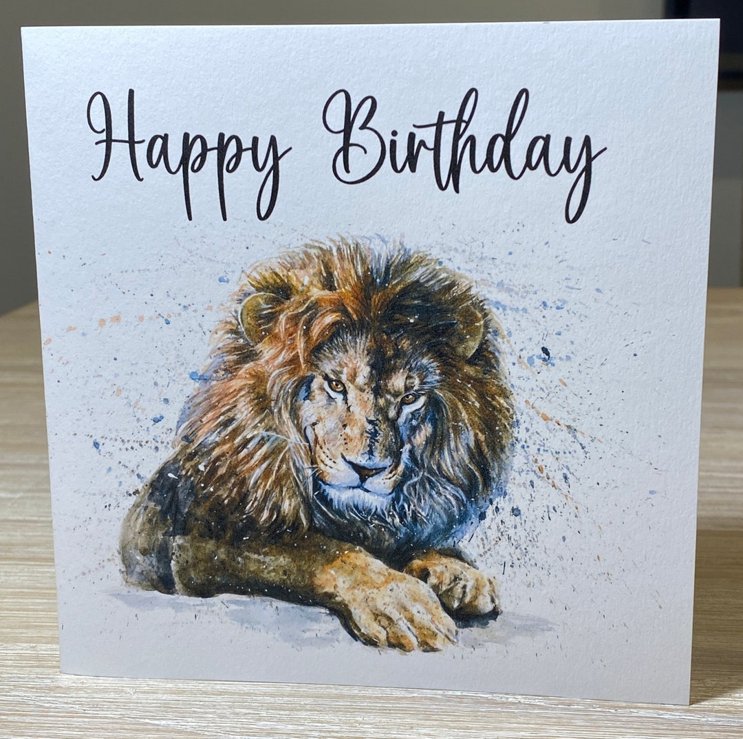 Lion Birthday Card Personalised Birthday Card , African Lion Birthday ...