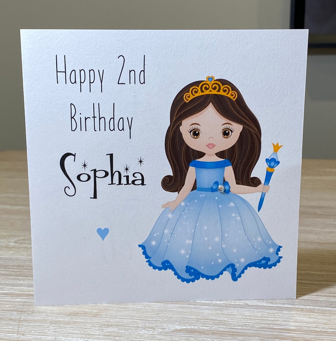 Princess Birthday Card, Personalised Birthday Card , 1st, 2nd, 3rd, 4th ...