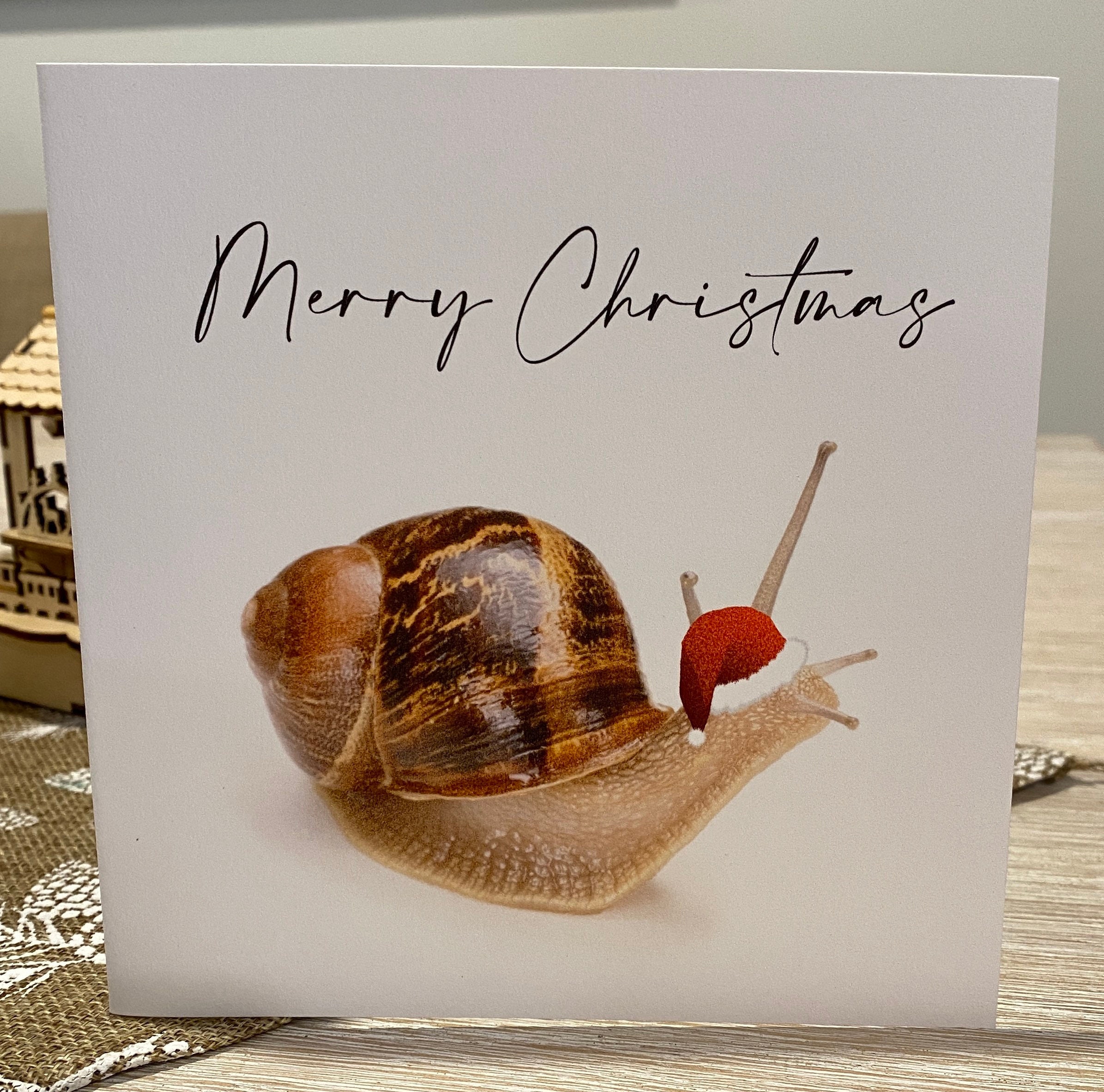 Snail Christmas Card Snail Wearing a Santa Hat Snail Santa - Etsy