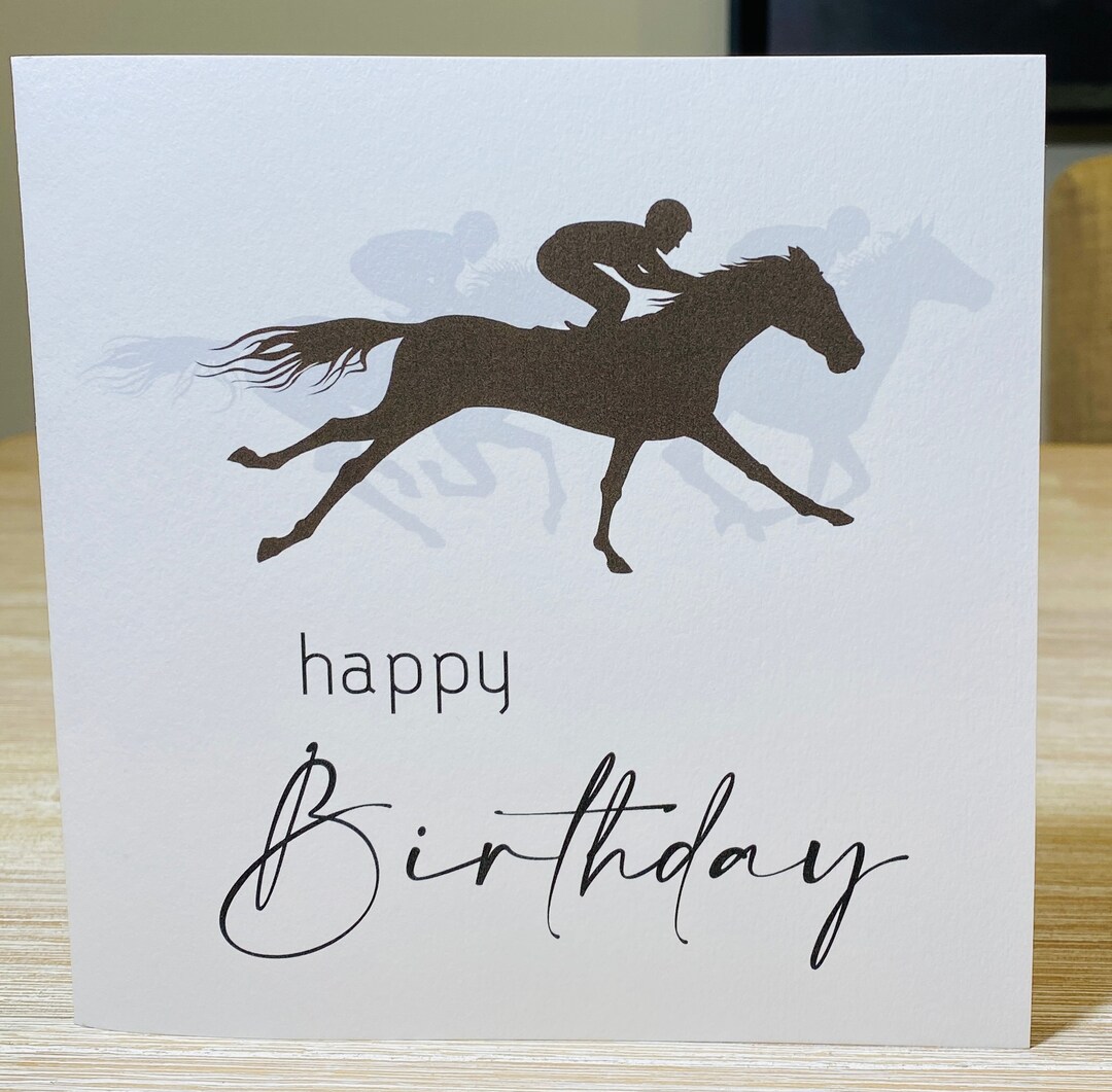 Horse Birthday Card, Horse Racing Birthday Card, Horse and Jockey ...