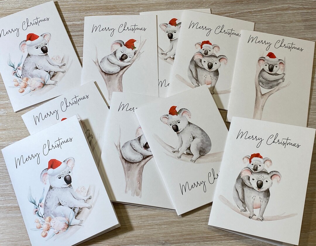 Koala Christmas Card Pack Personalised Christmas Cards - Etsy