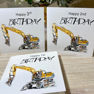 Kids Birthday Card, Personalised Kids Birthday Card, Backhoe Birthday ...