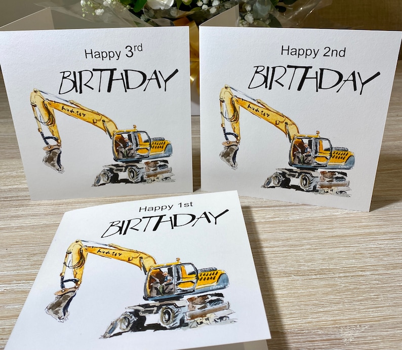 Kids Birthday Card Personalised Kids Birthday Card Backhoe - Etsy