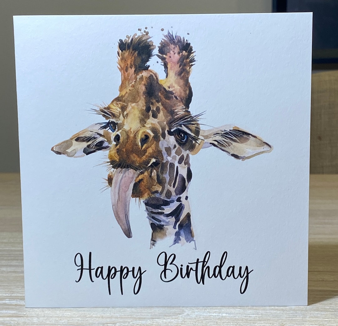 Giraffe Birthday Card, Funny Giraffe Birthday Card, Wild Animal ...