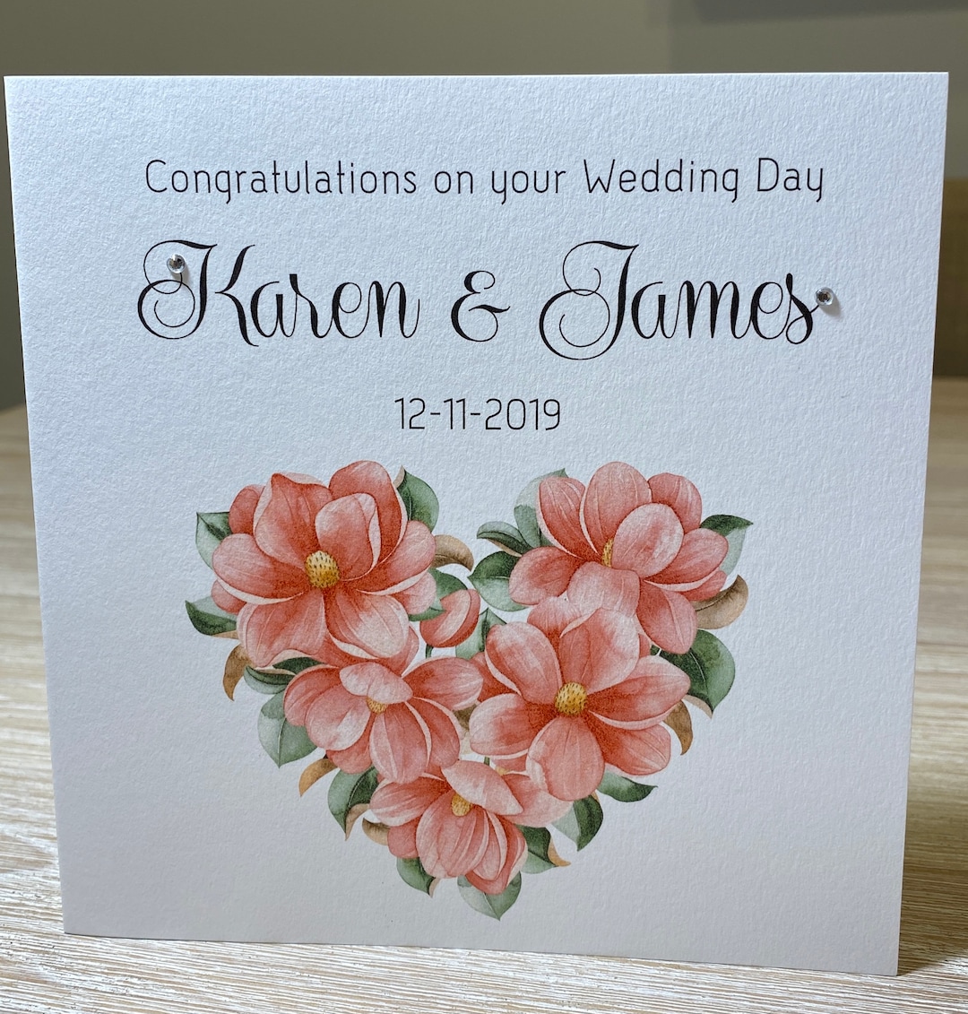 Personalised Wedding Card Wedding Card With Names Heart Wedding Card ...