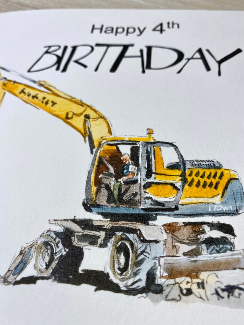 Kids Birthday Card Personalised Kids Birthday Card Backhoe - Etsy