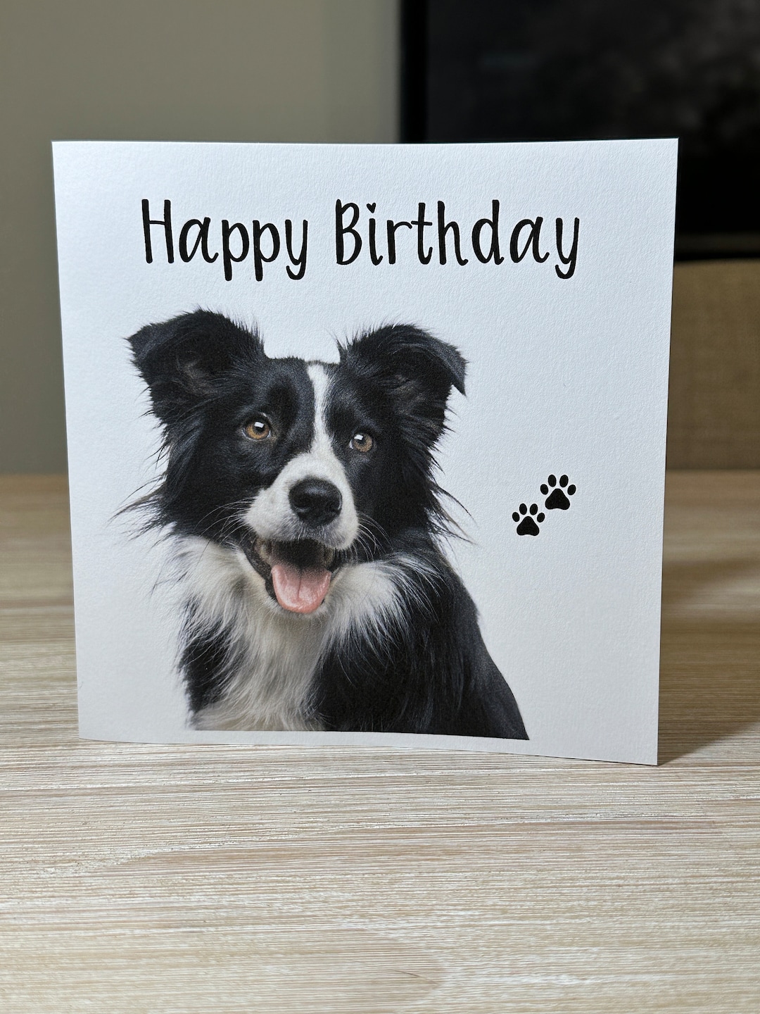 Border Collie Birthday Card , Dog Birthday Card, Black and White Border ...