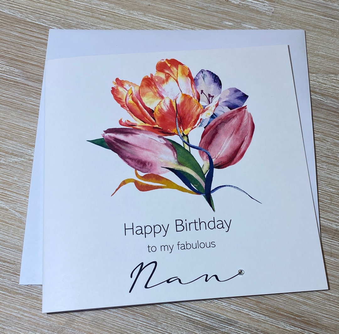 Nan Birthday Card, Personalised Birthday Card, Card for Nan Nanna Nanny ...