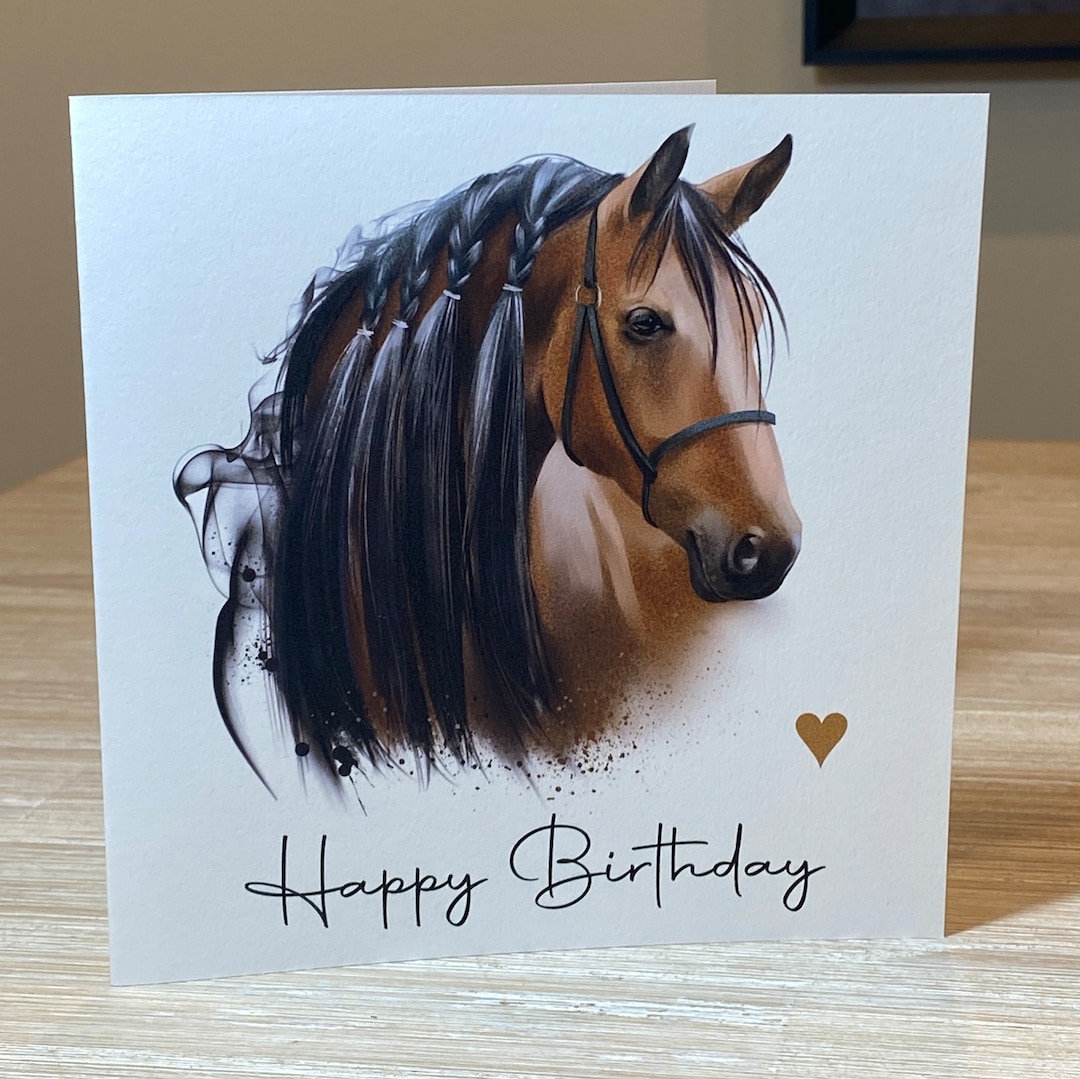 Horse Birthday Card, Watercolour Horse Card, Card for Horse Lover ...