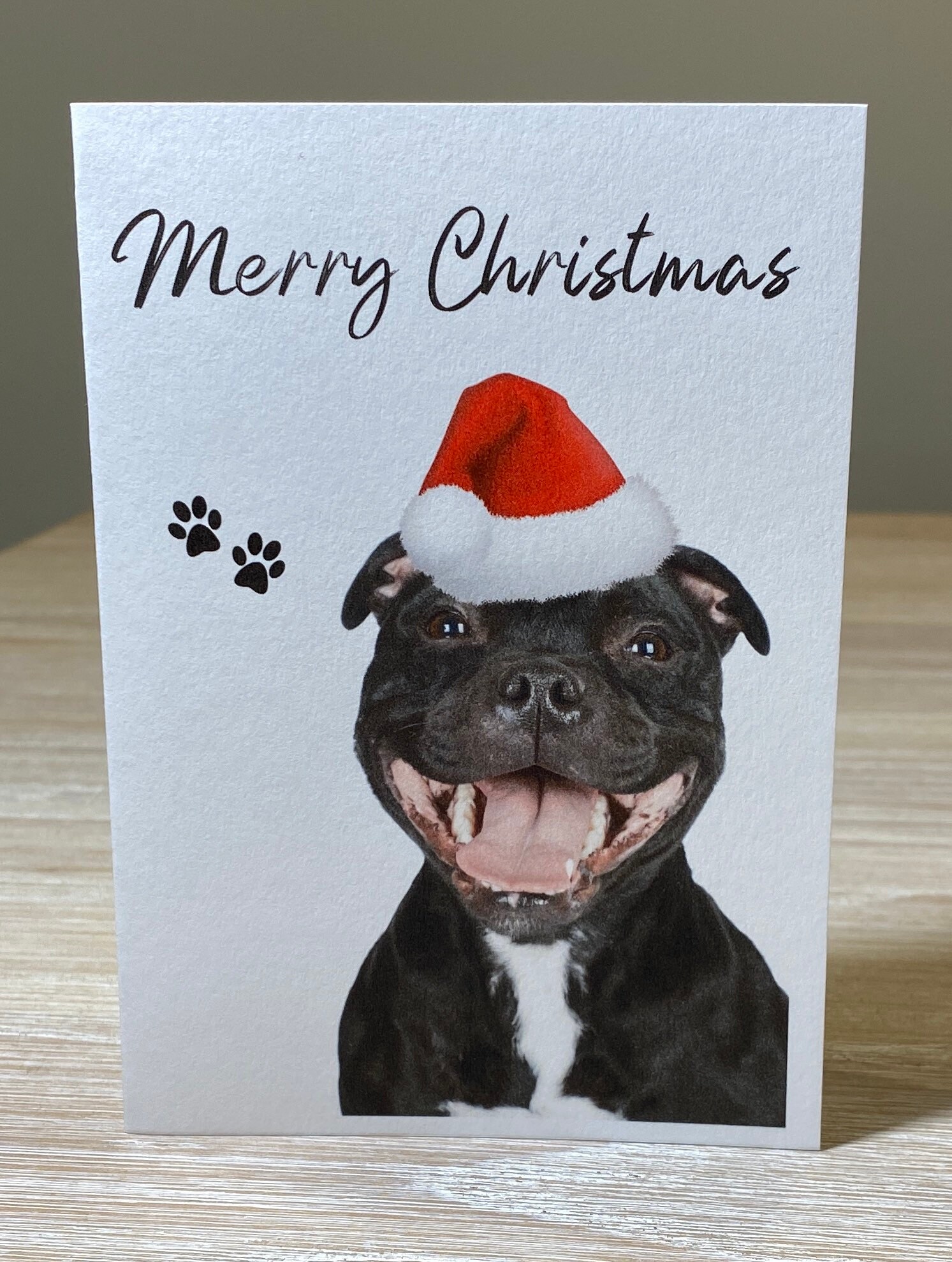Staffordshire Terrier Christmas Card, Pack of Christmas Cards, Staffy ...