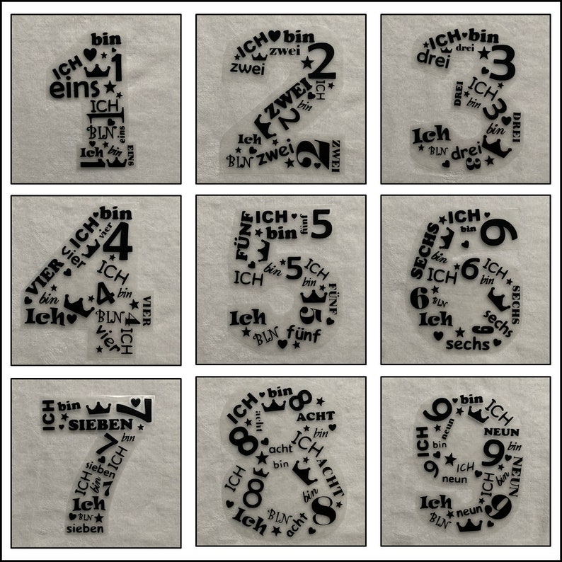 Iron-on Patch - Birthday / Age - "i Am" - Numbers From 1-9 - Crown, Hearts, Stars - Design Your ...