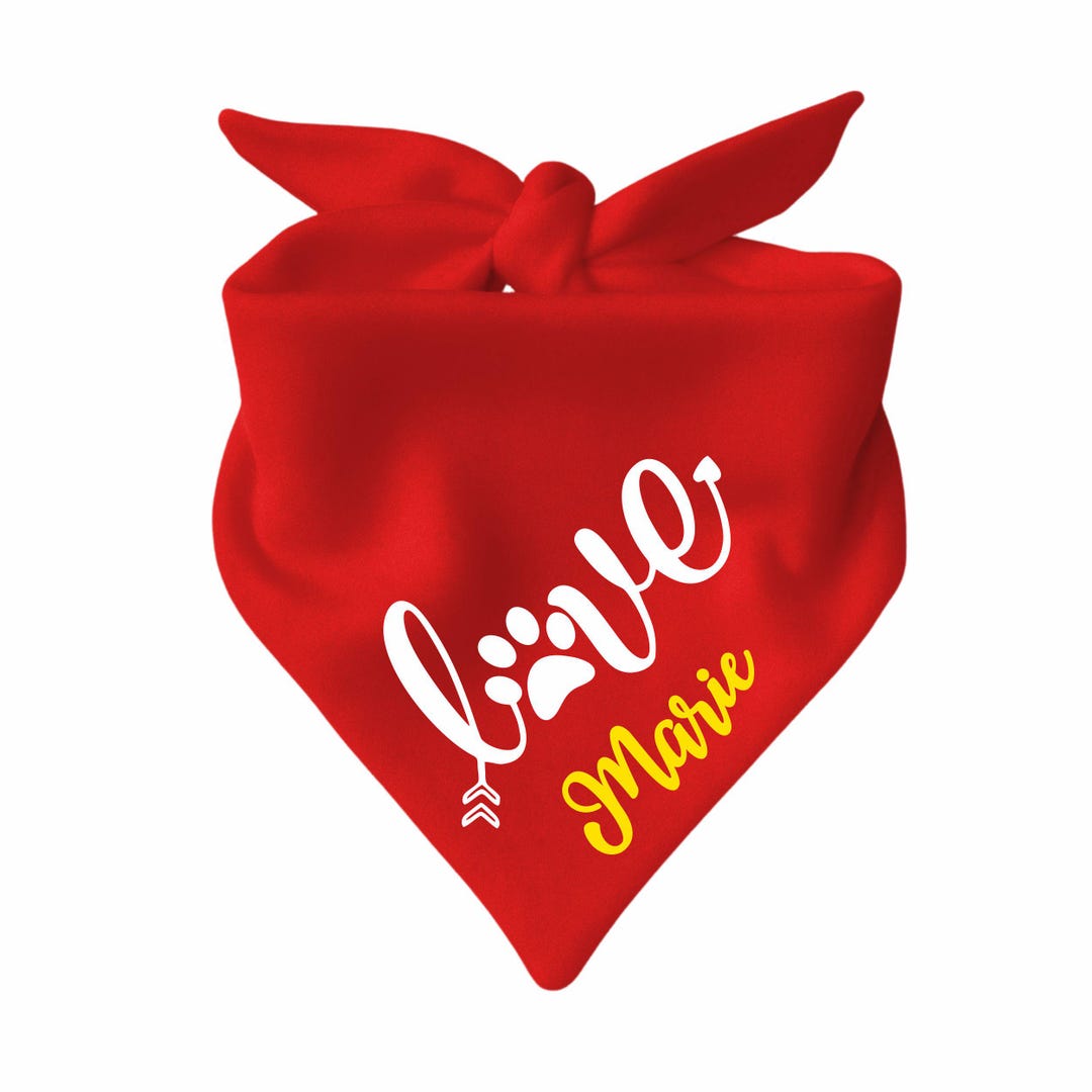 Triangular Dog Bandana Personalized With Name and Design LOVE ...