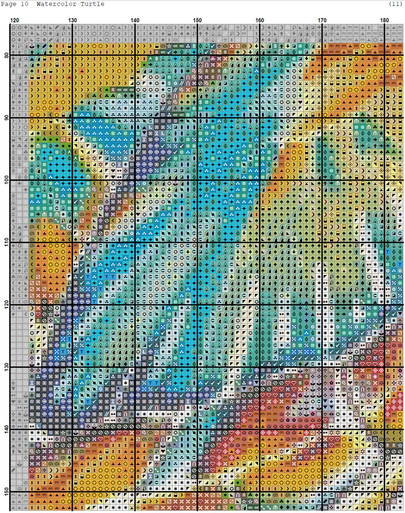 Turtle - PDF . Counted Cross Stitch Pattern . Digital Design . Instant ...