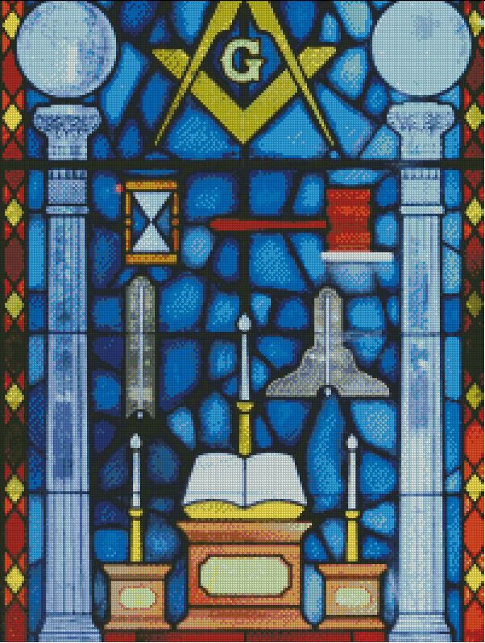 Masonic Stained Glass PDF . Counted Cross Stitch Pattern . - Etsy