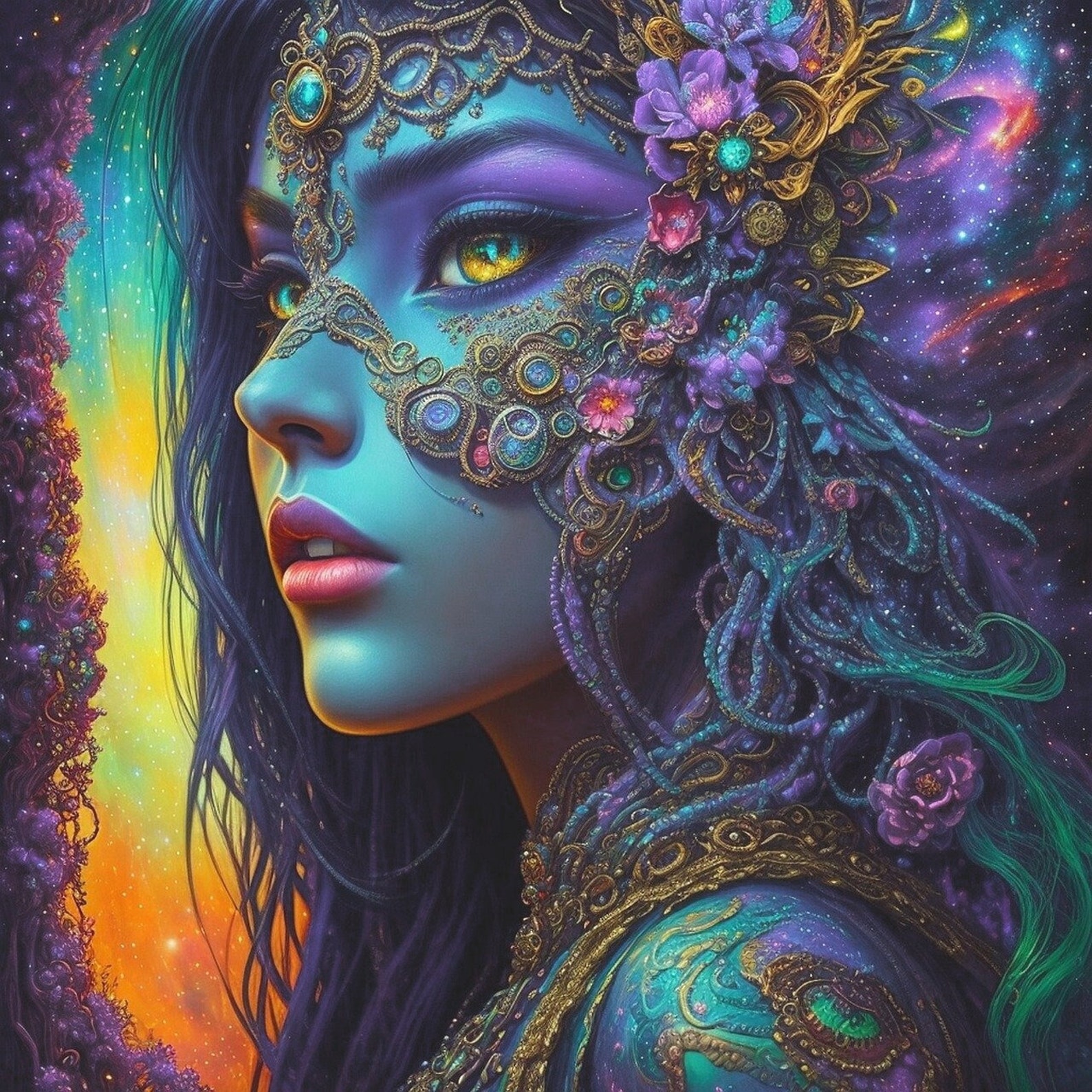 Cosmic Woman - PDF . Counted Cross Stitch Pattern . Digital Design ...