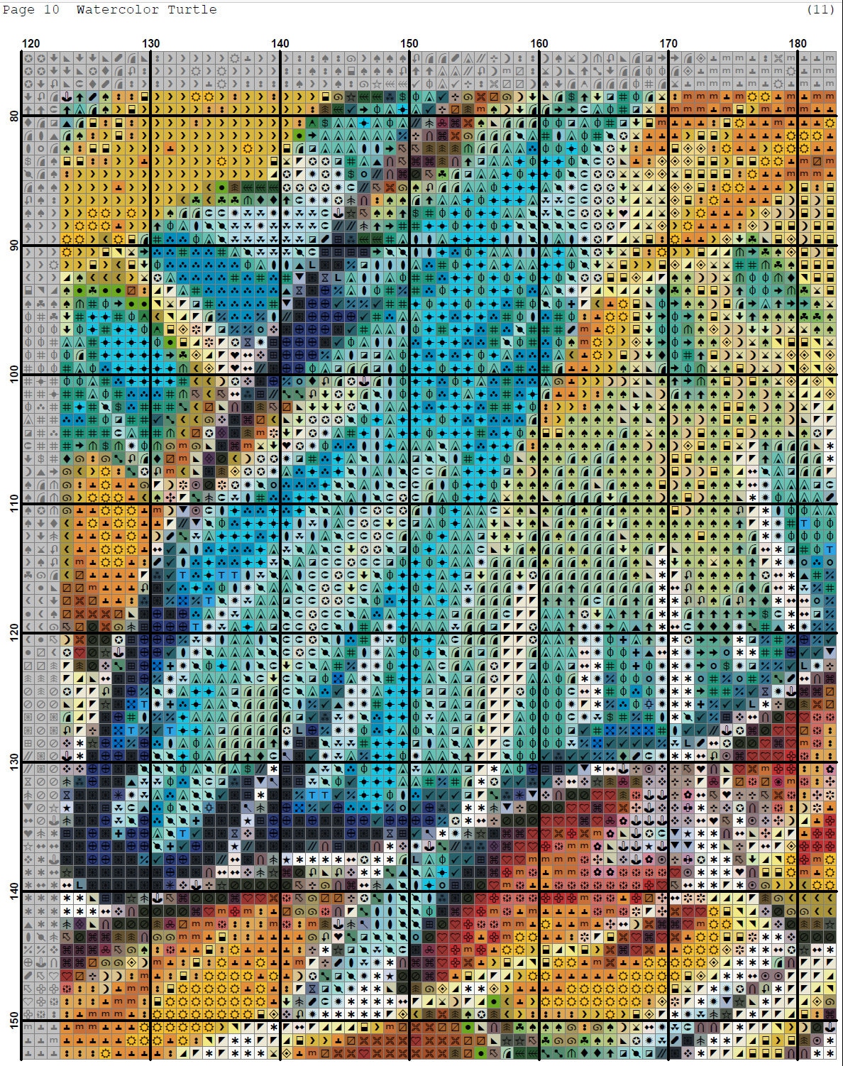 Turtle - PDF . Counted Cross Stitch Pattern . Digital Design . Instant ...