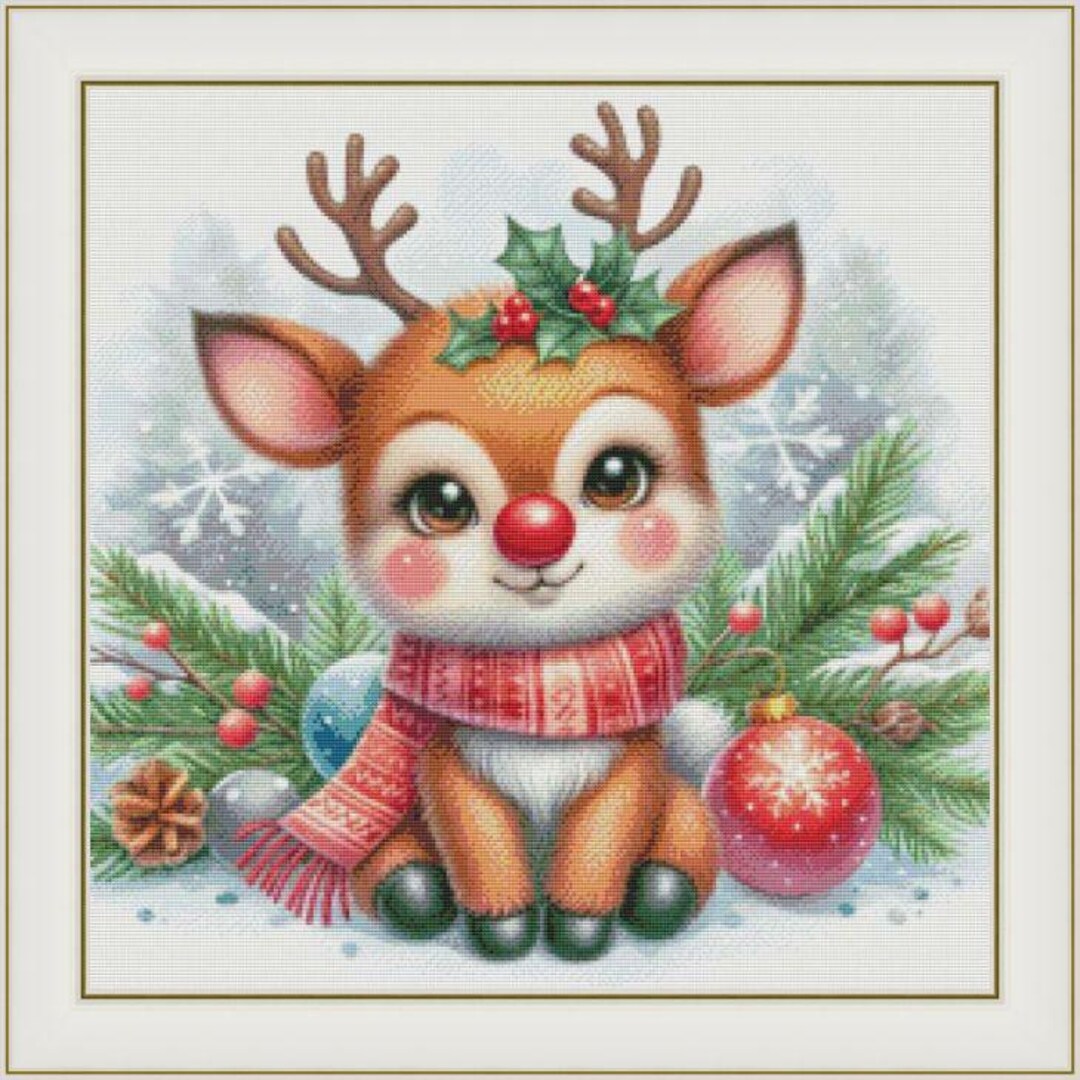 Baby Rudolf - PDF . Counted Cross Stitch Pattern . Digital Design ...