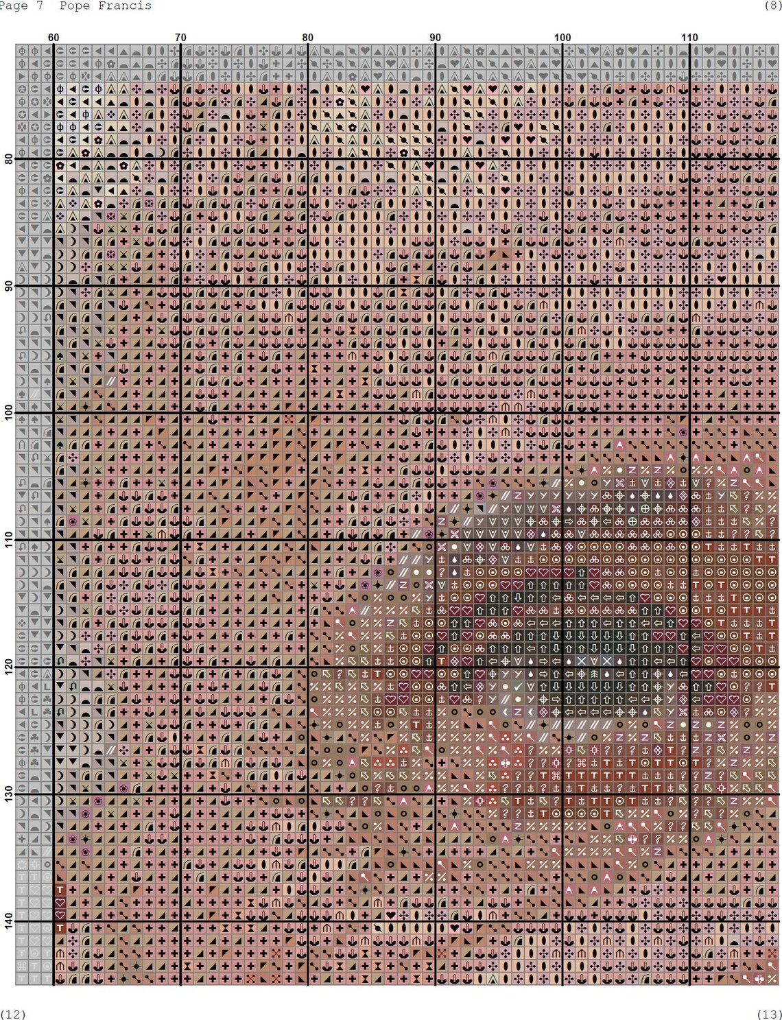 Pope Francis - PDF . Counted Cross Stitch Pattern . Vatican City ...