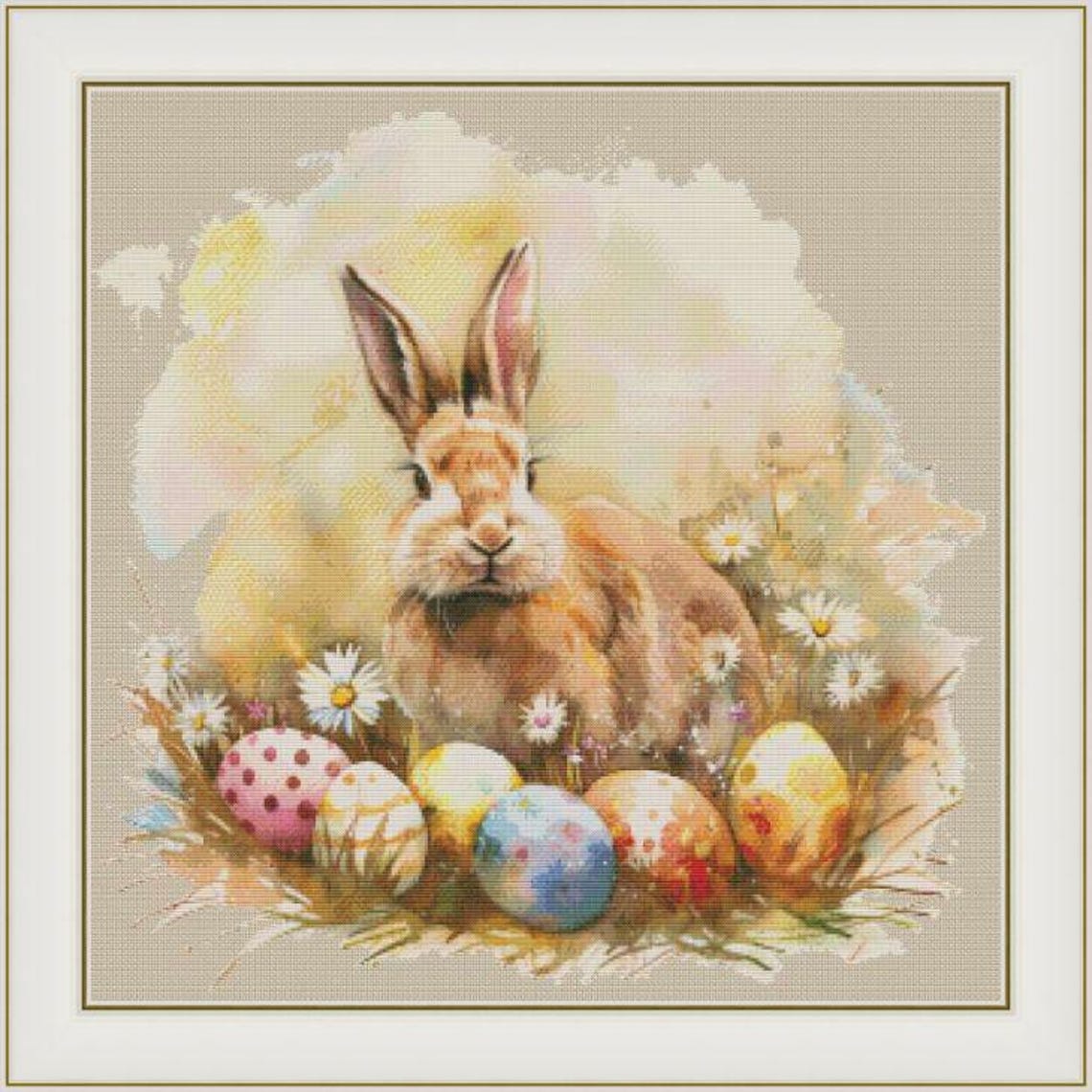 Easter Bunny - PDF . Counted Cross Stitch Pattern . Digital Design ...